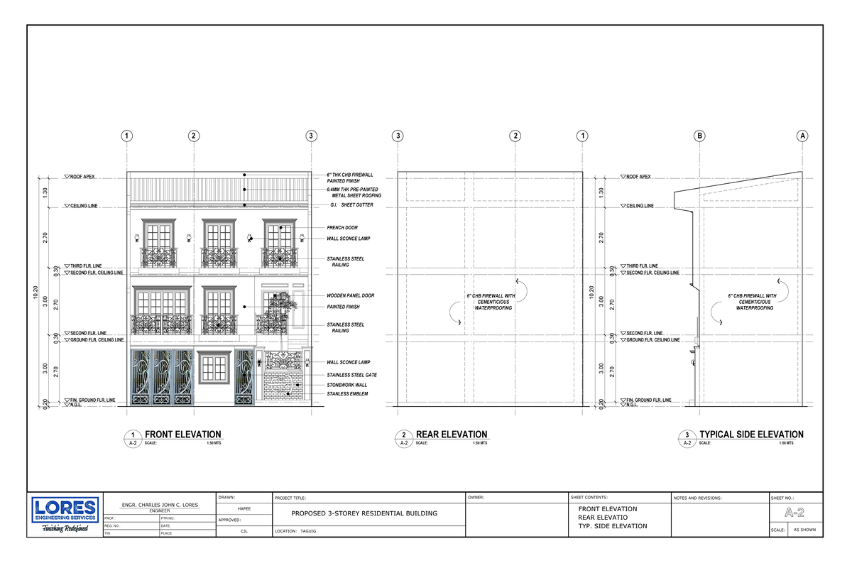 Design Plates: Conceptual Roof & Elevation Plans for 3-Storey Building ...