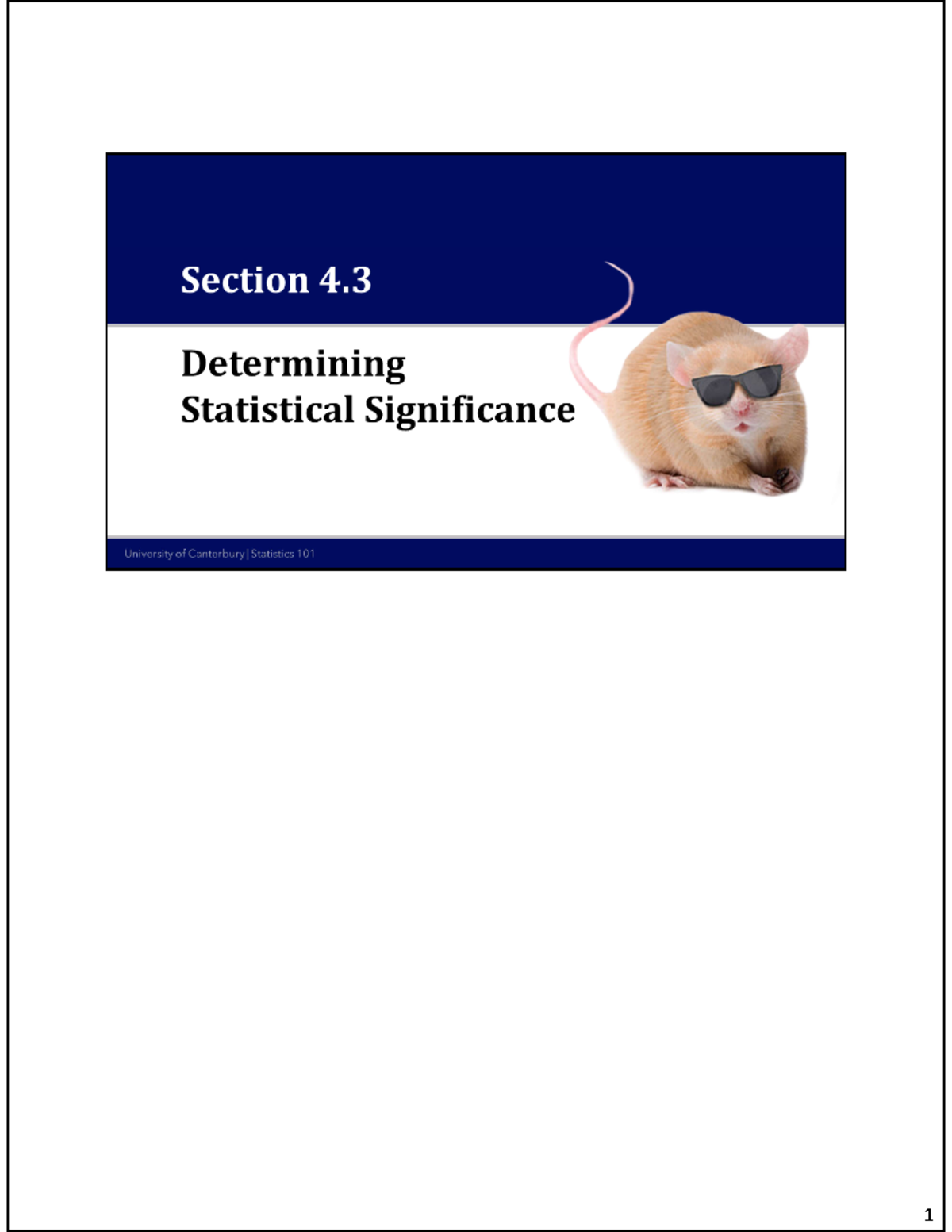 Statistical Evidence and Hypothesis Testing: Lecture Notes Section 4 ...