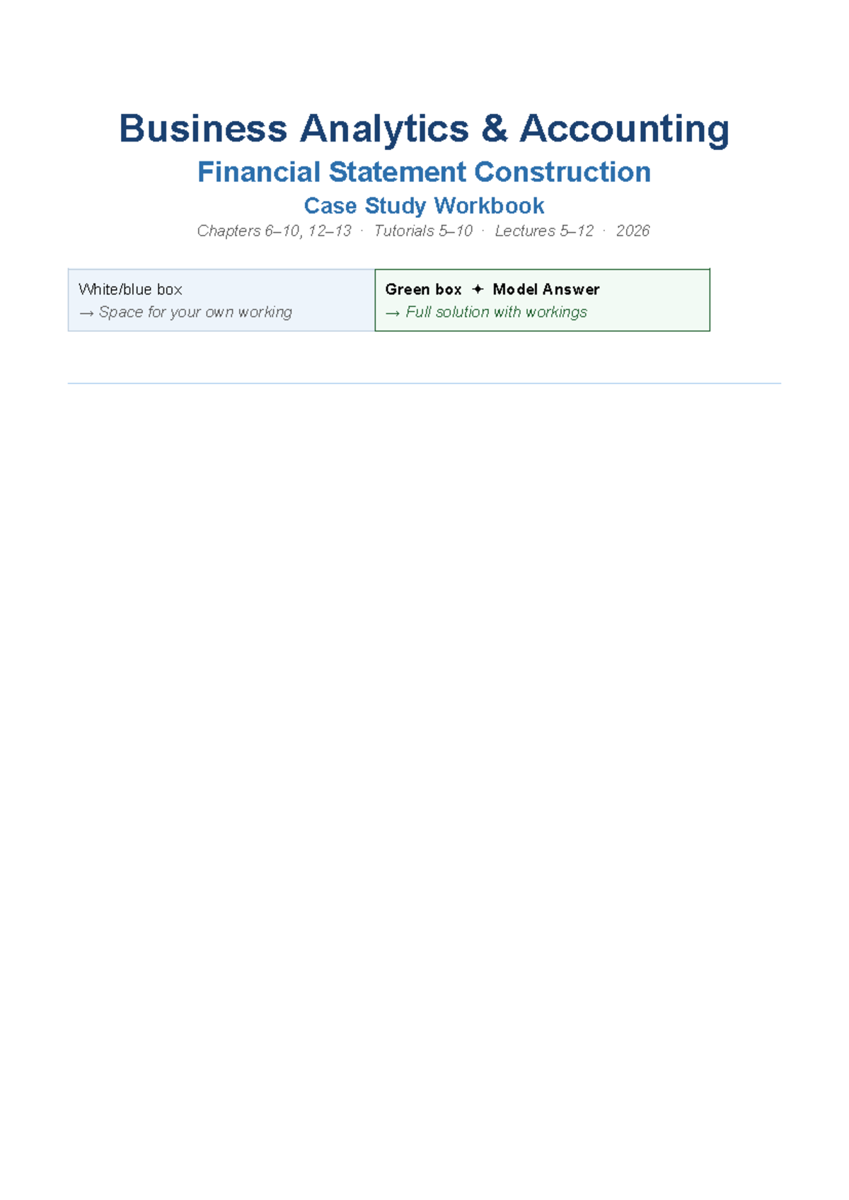 BA Accounting Case Study Workbook 2026: Financial Statement Analysis ...