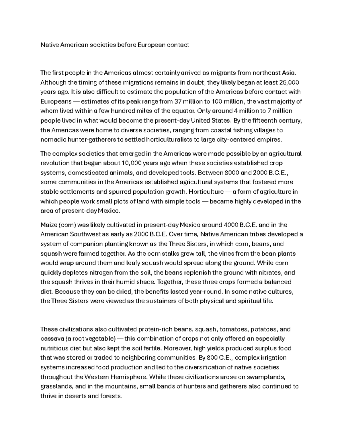 Native American Societies Before European Contact: A Historical ...