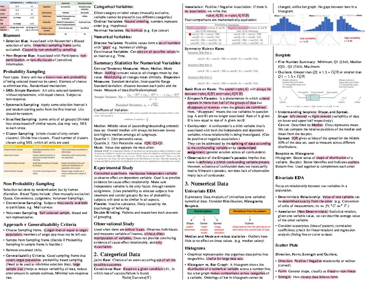 GEA1000 Final Exam Cheatsheet: Data Collection & Analysis Techniques - Studocu