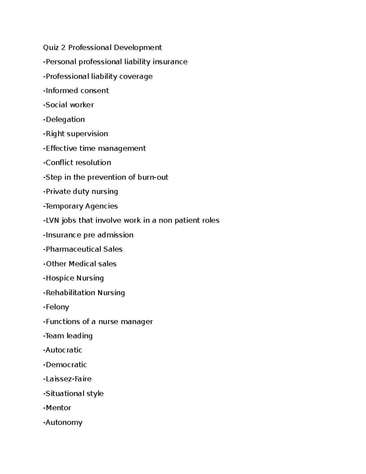 Quiz 2 Professional Development - Quiz 2 Professional Development ...