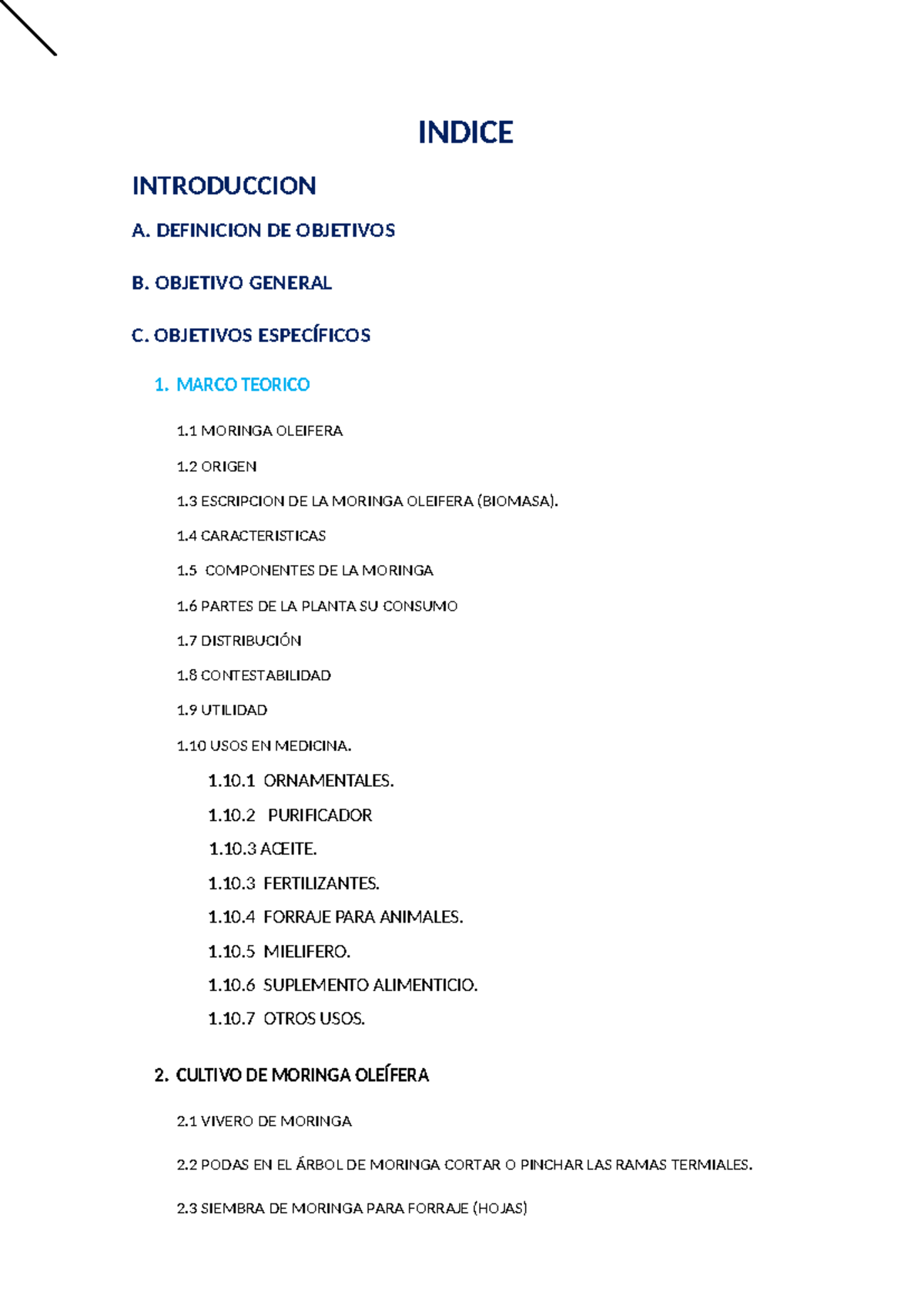 Proyecto Moringa Oleífera: Estudio y Plan Piloto S7A - Studocu
