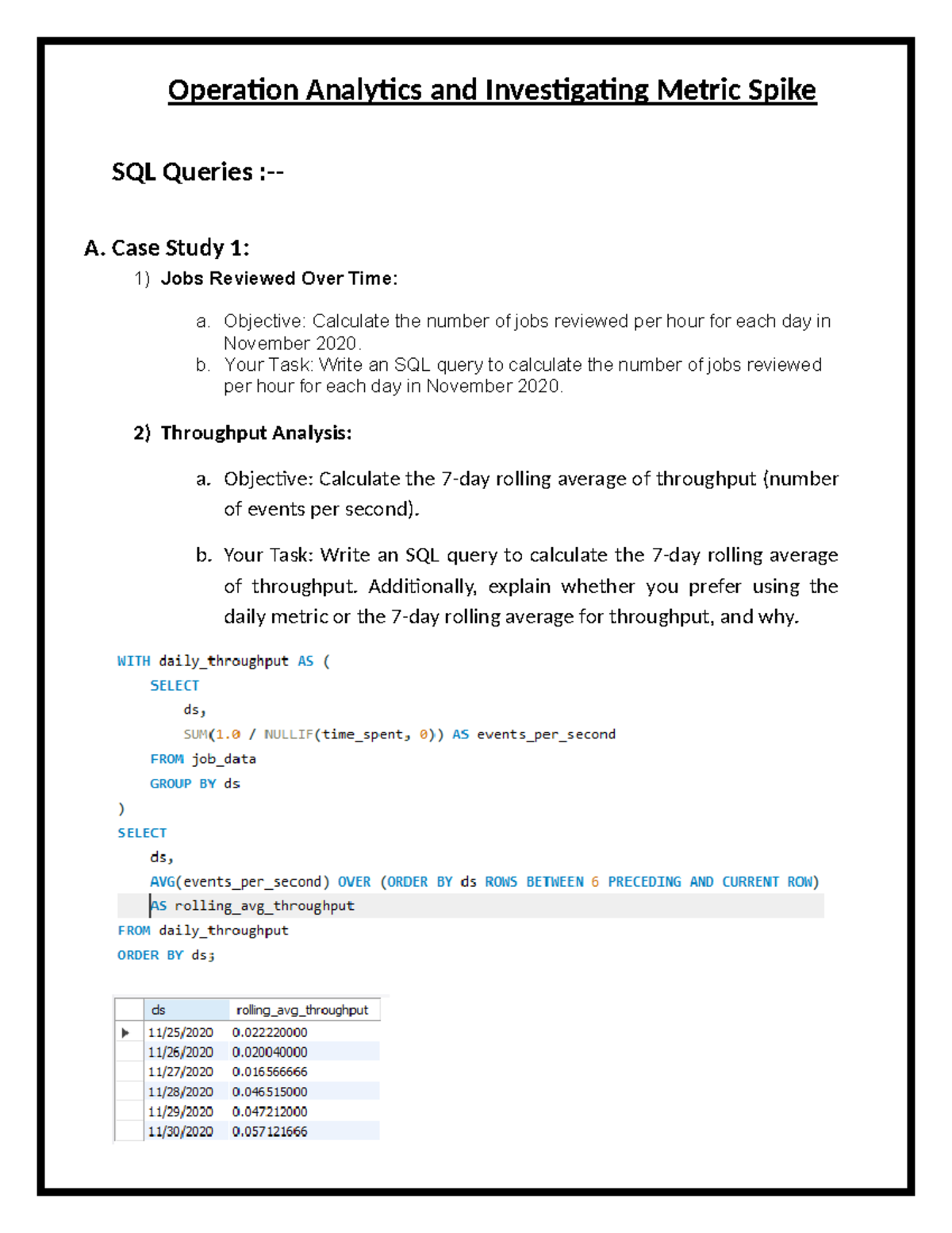 Operation Analytics and Investigating Metric Spike - Case Study 1: 1 ...