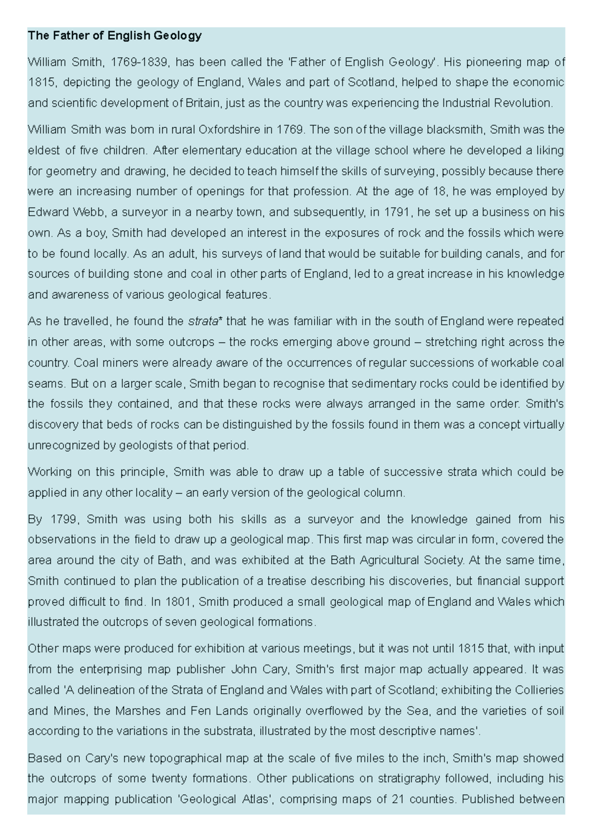 William Smith: The Father of English Geology and His Impact on Britain ...