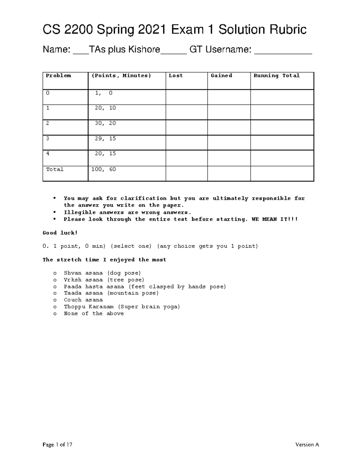 CS2200 Spring 2021 Exam 1 Solutions and Explanations - Studocu