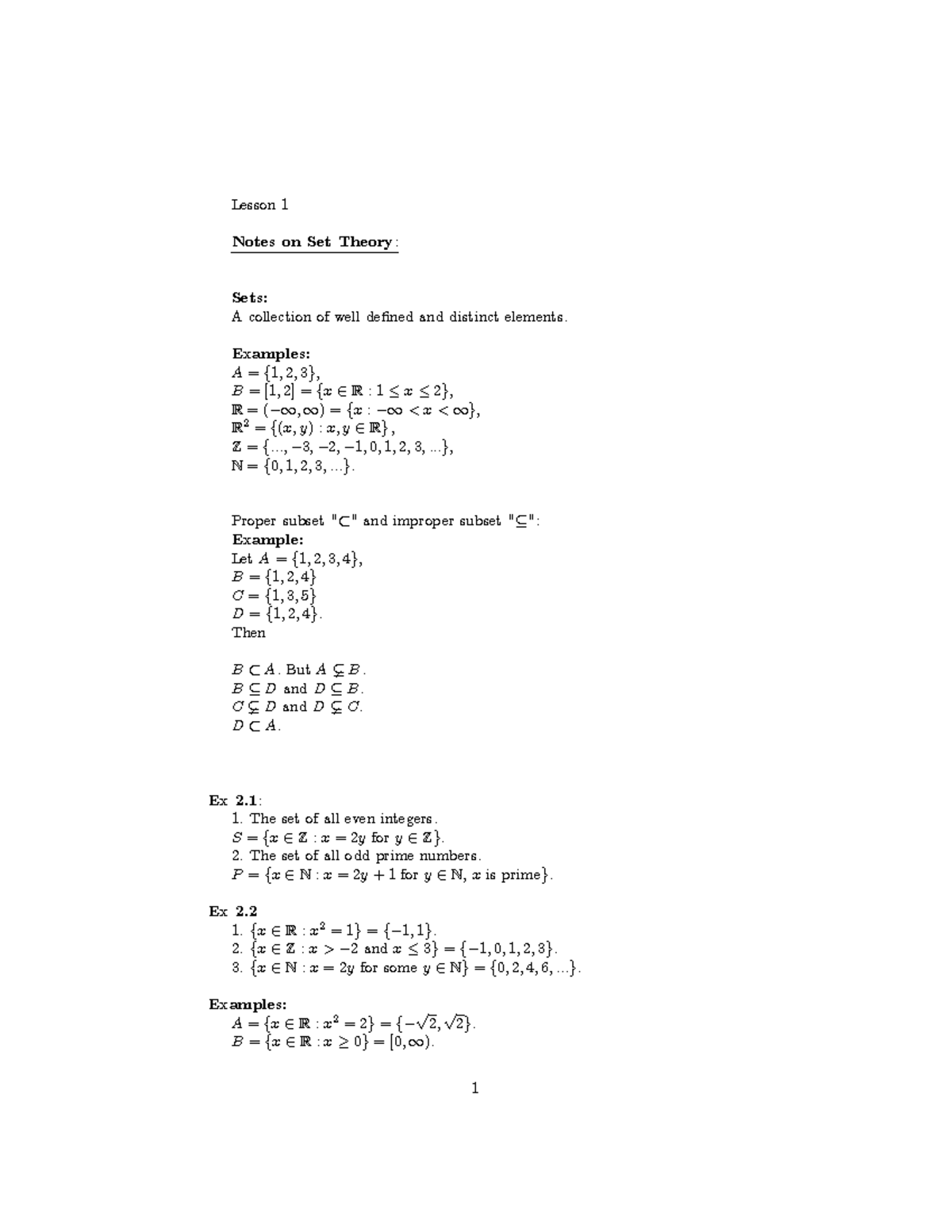 Lesson 1 Notes on Set Theory: Understanding Sets and Subsets MAT2611 ...