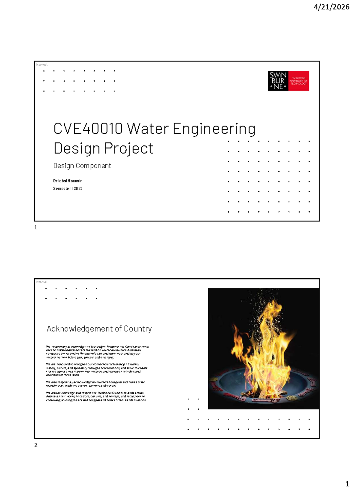 CVE40010 Week 7 2026 Water Engineering Design Project Overview - Studocu