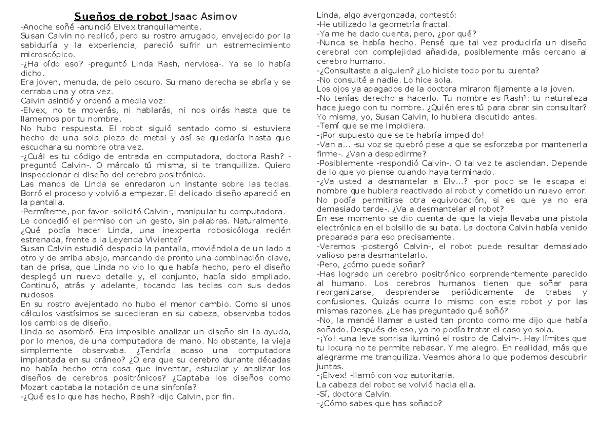 Cuentos de Ciencia Ficción: Actividades de Comprensión Lectora - Studocu