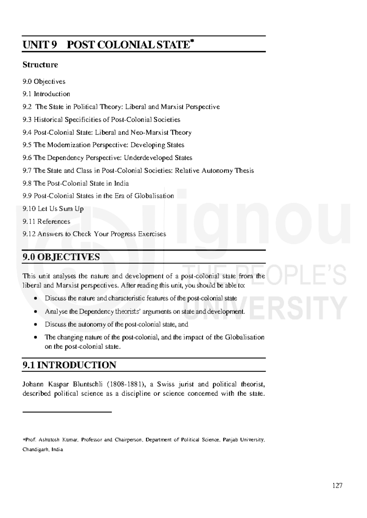 Post-Colonial State: Political Theories & Perspectives - Lecture Notes ...
