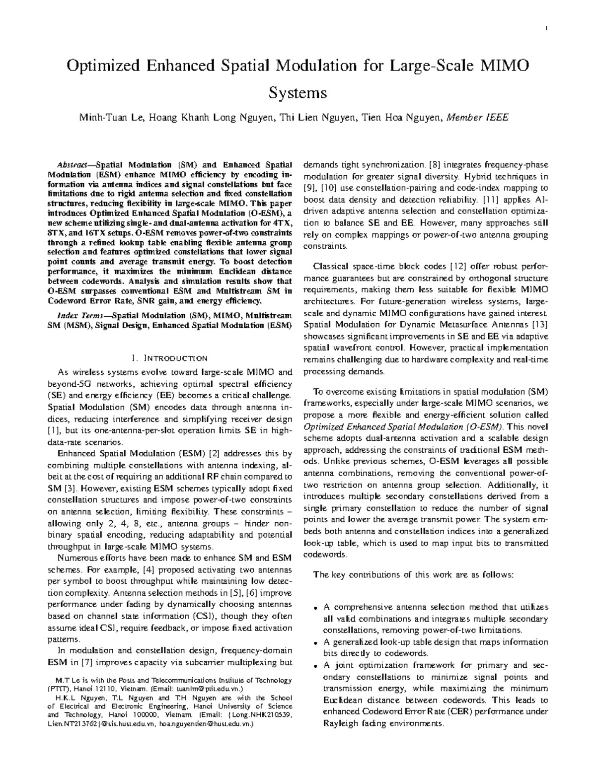 Optimized Enhanced Spatial Modulation for MIMO Systems (HUST PTIT ...