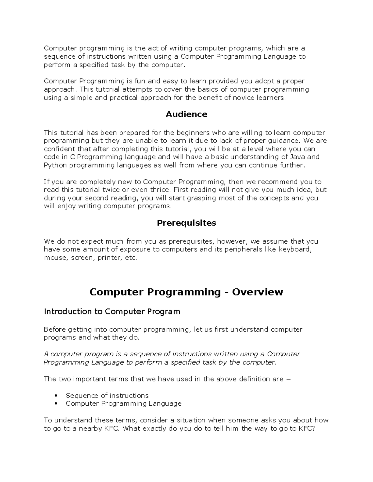 Computer Programming 1: Fundamentals of C, Java, and Python Basics - Studocu