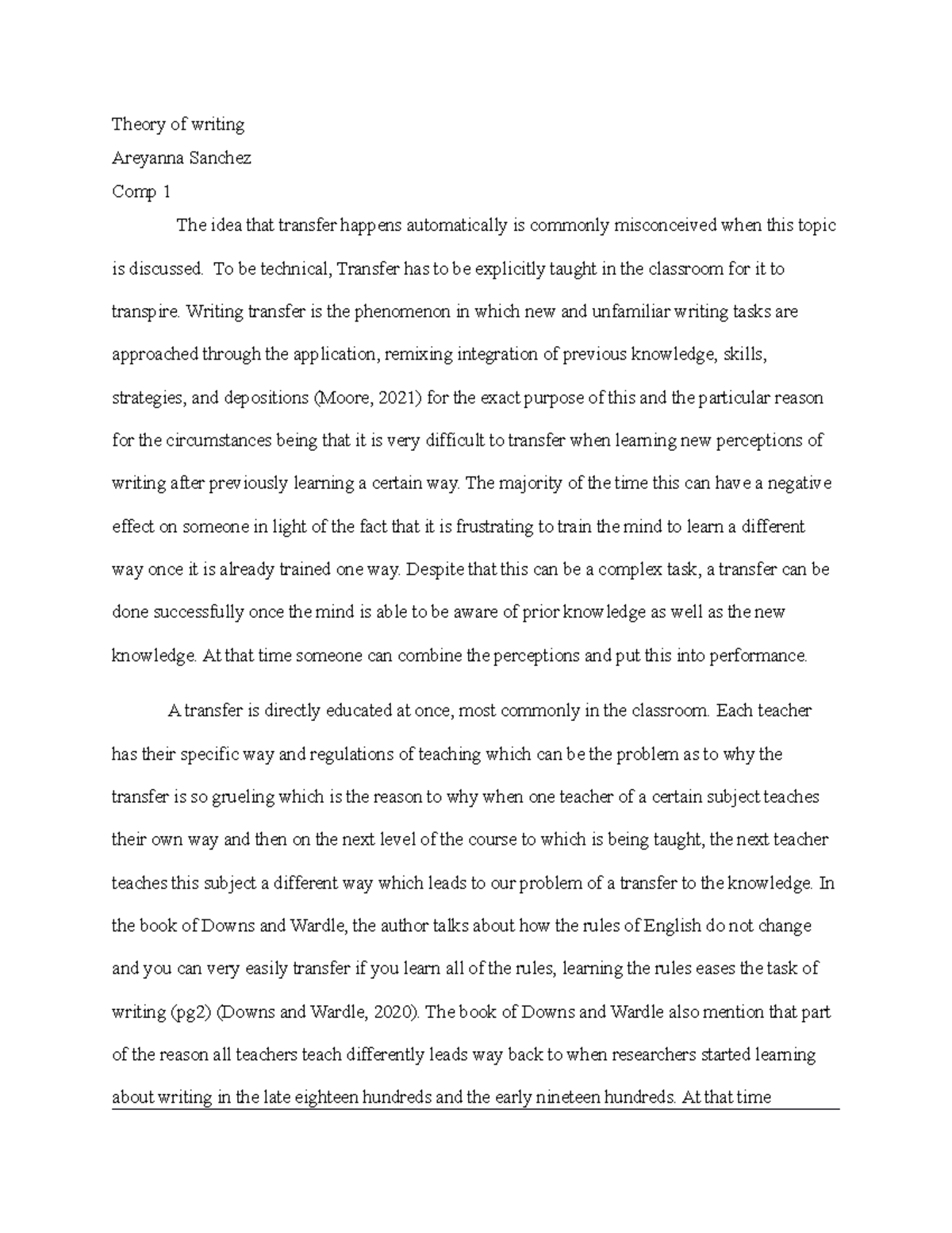 Comp 1 Essay Notes: Understanding Writing Transfer Theory - Studocu