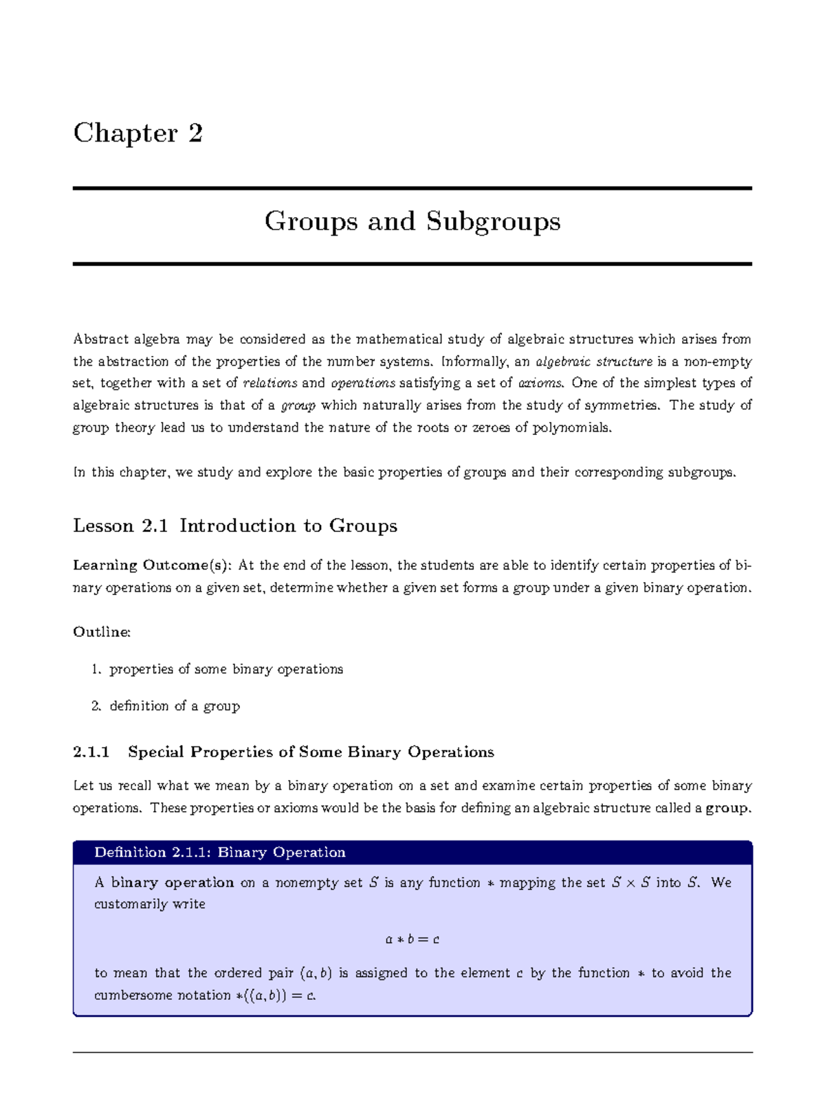 AA1 Lesson 2 - Exploring Groups and Subgroups in Abstract Algebra - Studocu