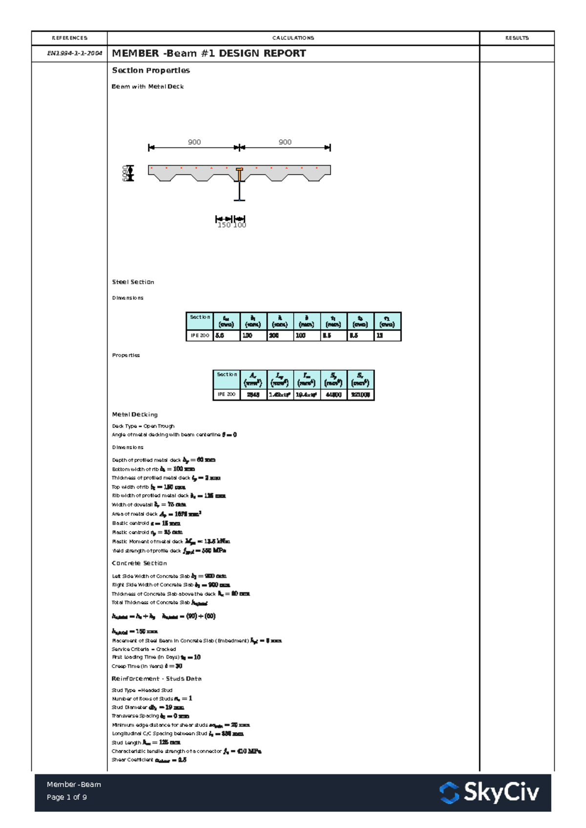 Member Design Report: Beam Calculations & Section Properties (Course ...