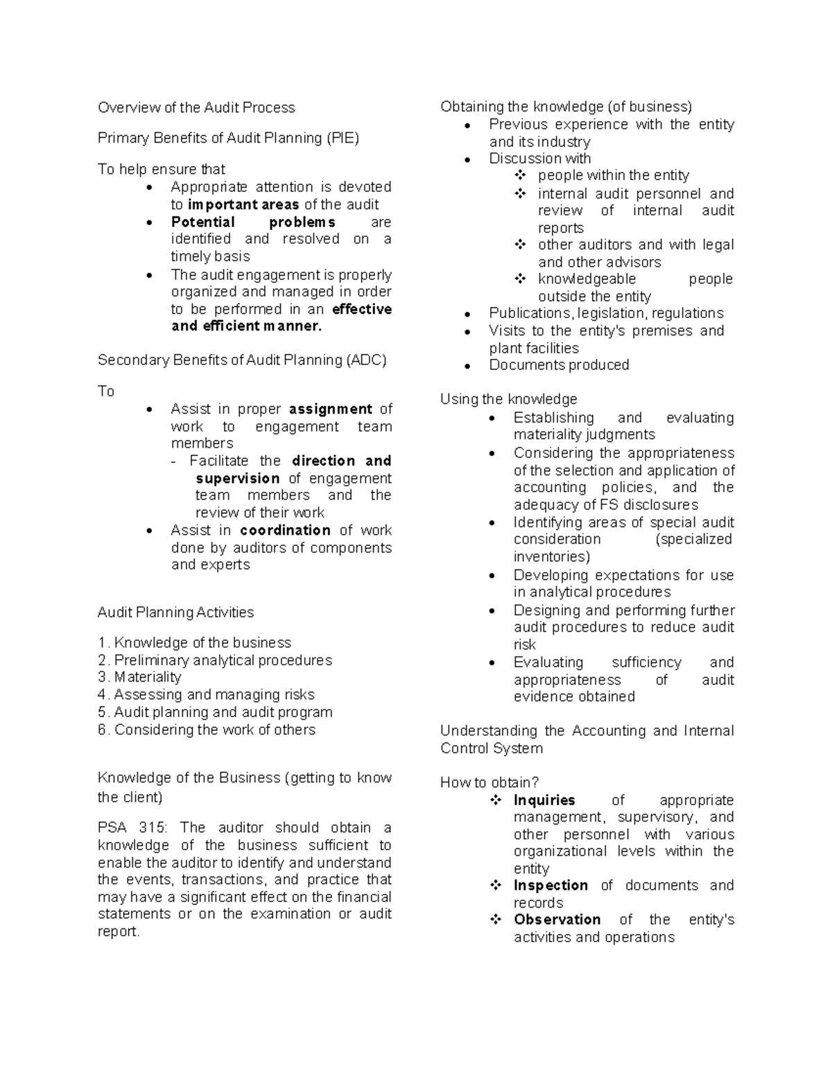 Overview of Audit Process: Key Benefits and Planning Strategies (PIE ...