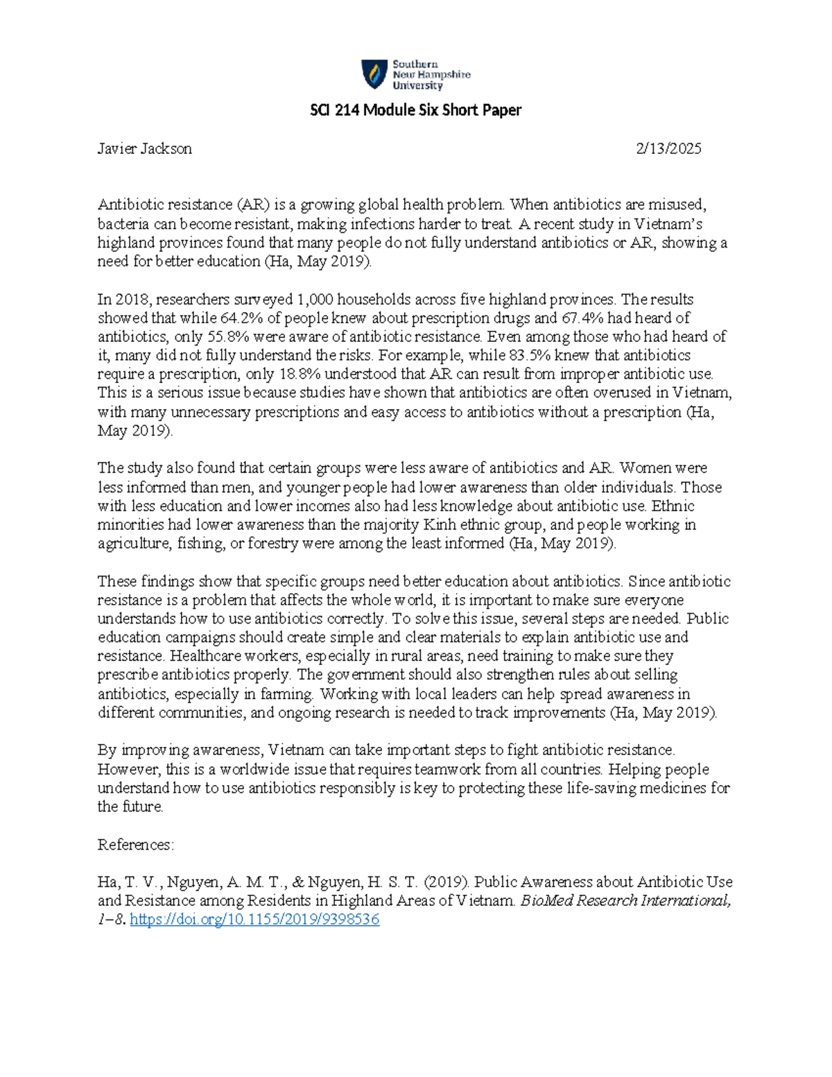 SCI 214 Module Six Short Paper - SCI 214 Module Six Short Paper Javier ...