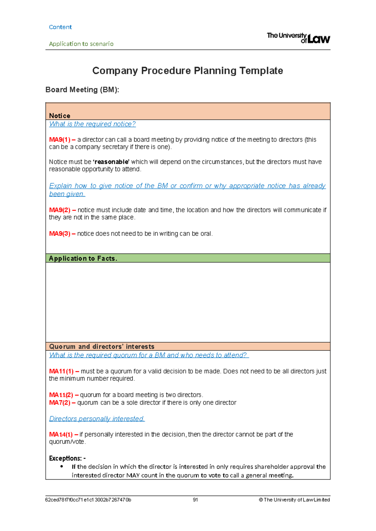 Company Procedure Planning Template: Board and General Meeting ...
