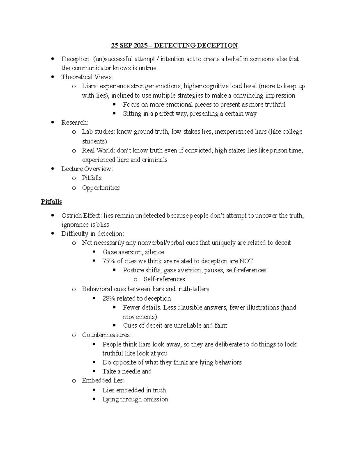 Detecting Deception: Strategies & Pitfalls in Truth Assessment (PSY 101 ...