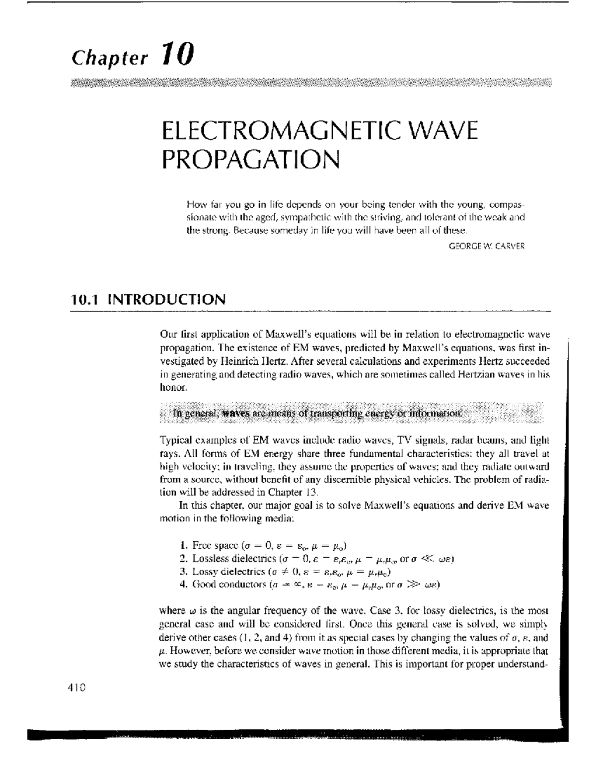Chapter 10: Introduction to EM Wave Propagation (ELECTROMAGNETIC) - Studocu