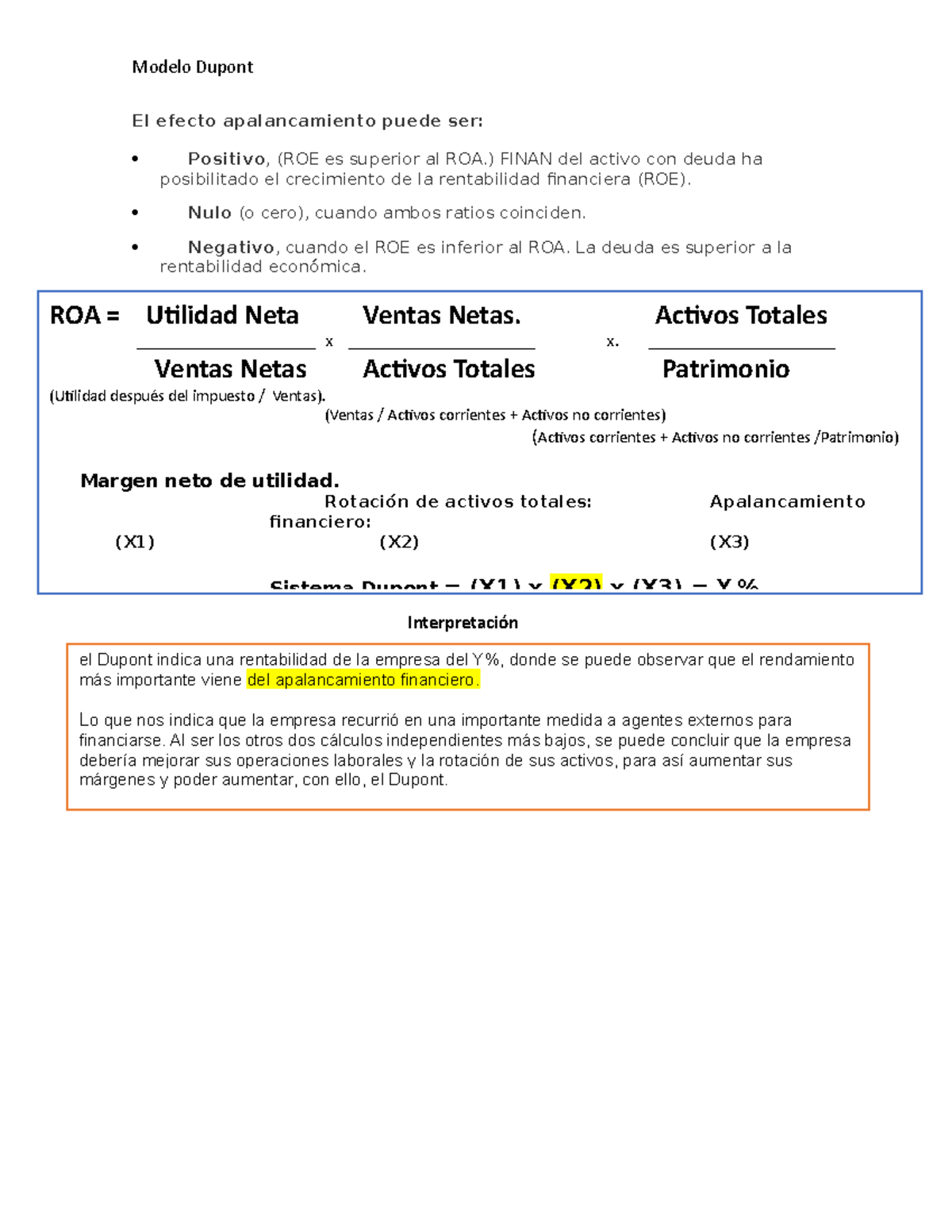 Ejercicio Resuelto: Análisis del Modelo Dupont en Finanzas - Studocu