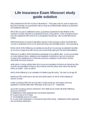 Missouri Life and Health Insurance State Exam new exam - Missouri Life ...