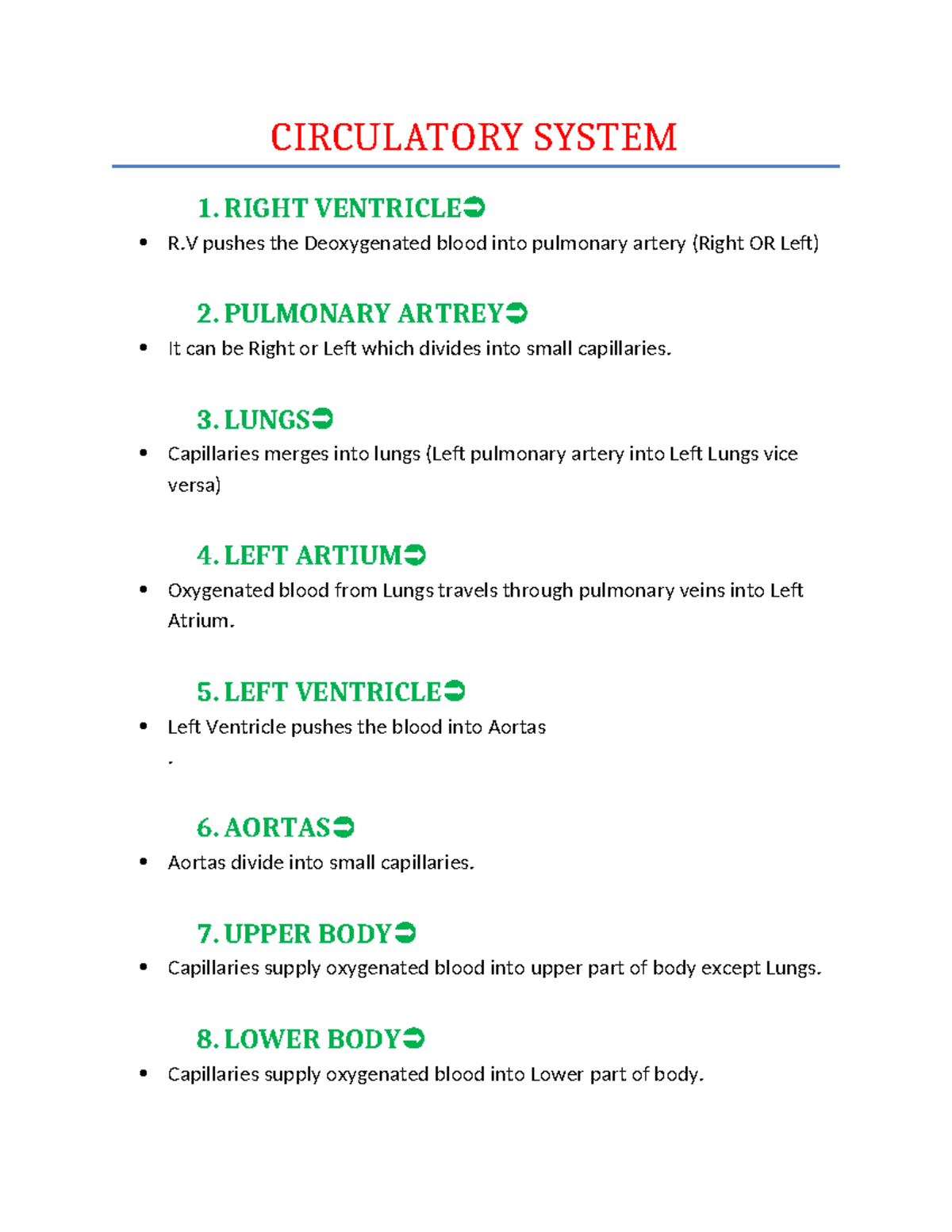 Circulatory System Overview: Key Concepts and Diseases - Studocu