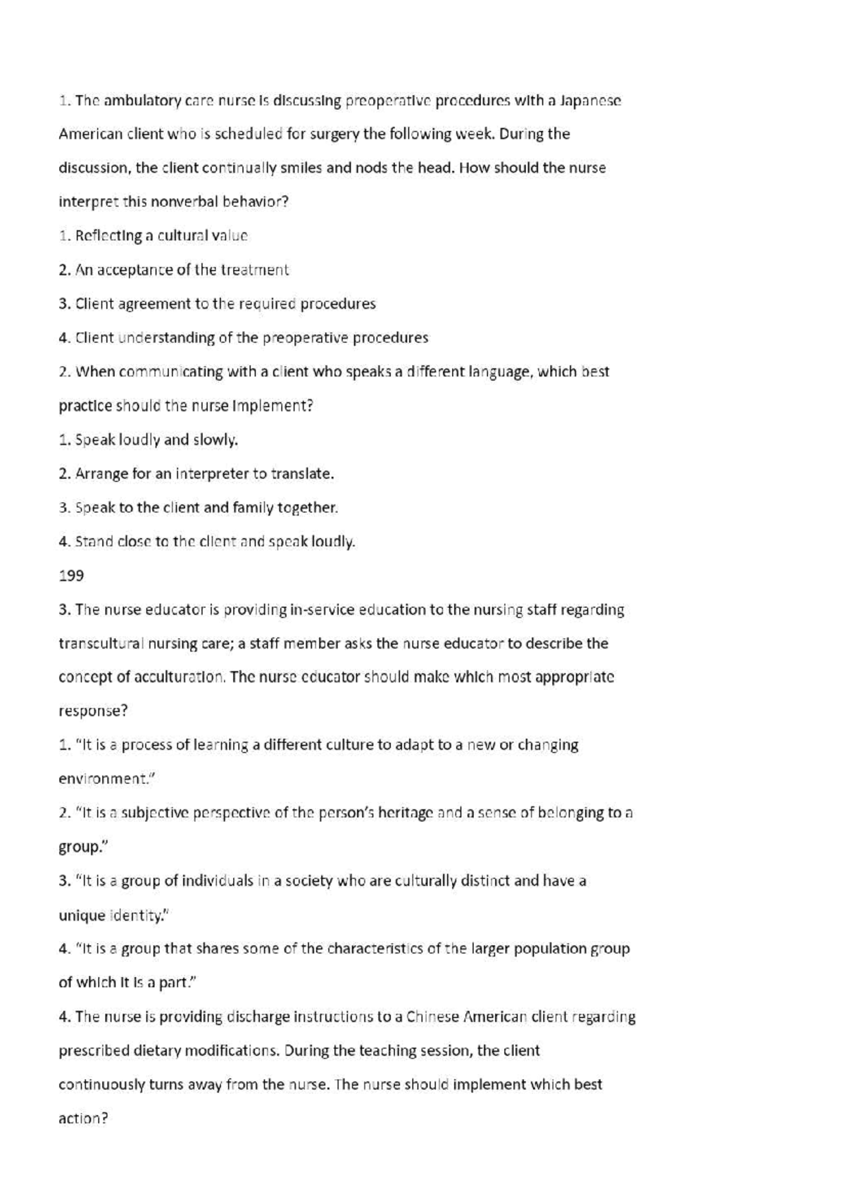 Transcultural stodu - Answer sheet - Community Health Nursing - Studocu