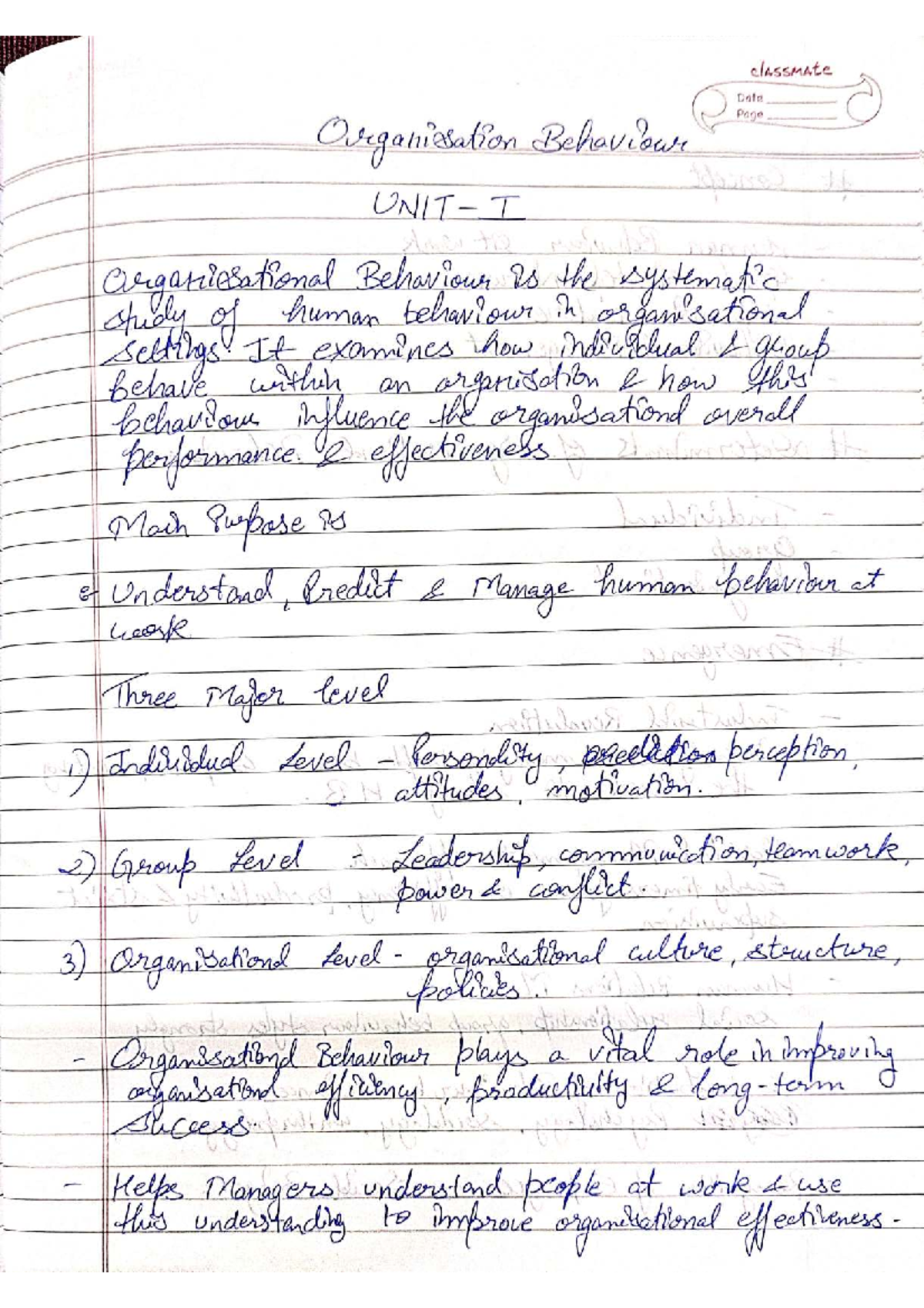 Organisational Behaviour I: Understanding Human Behaviour at Work - Studocu