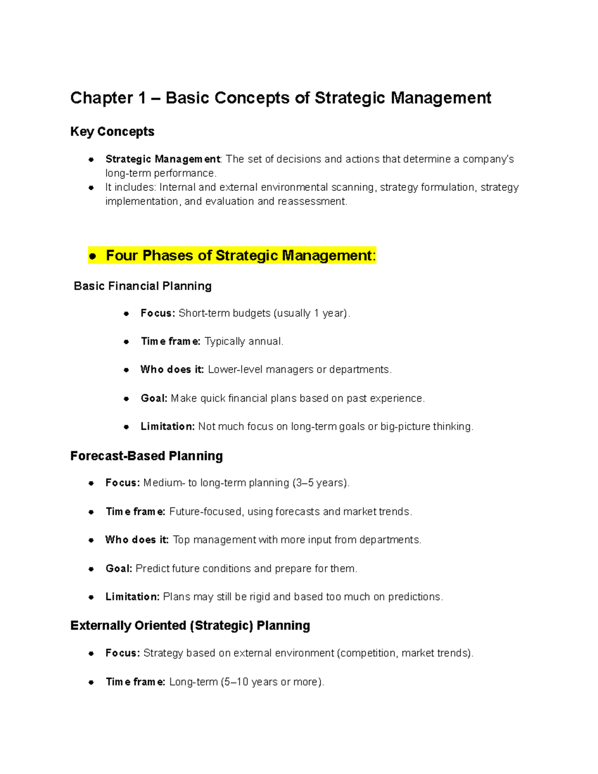 Strategic Management Overview: Key Concepts & Theories (Strat MGMT Ch 1-4) - Studocu
