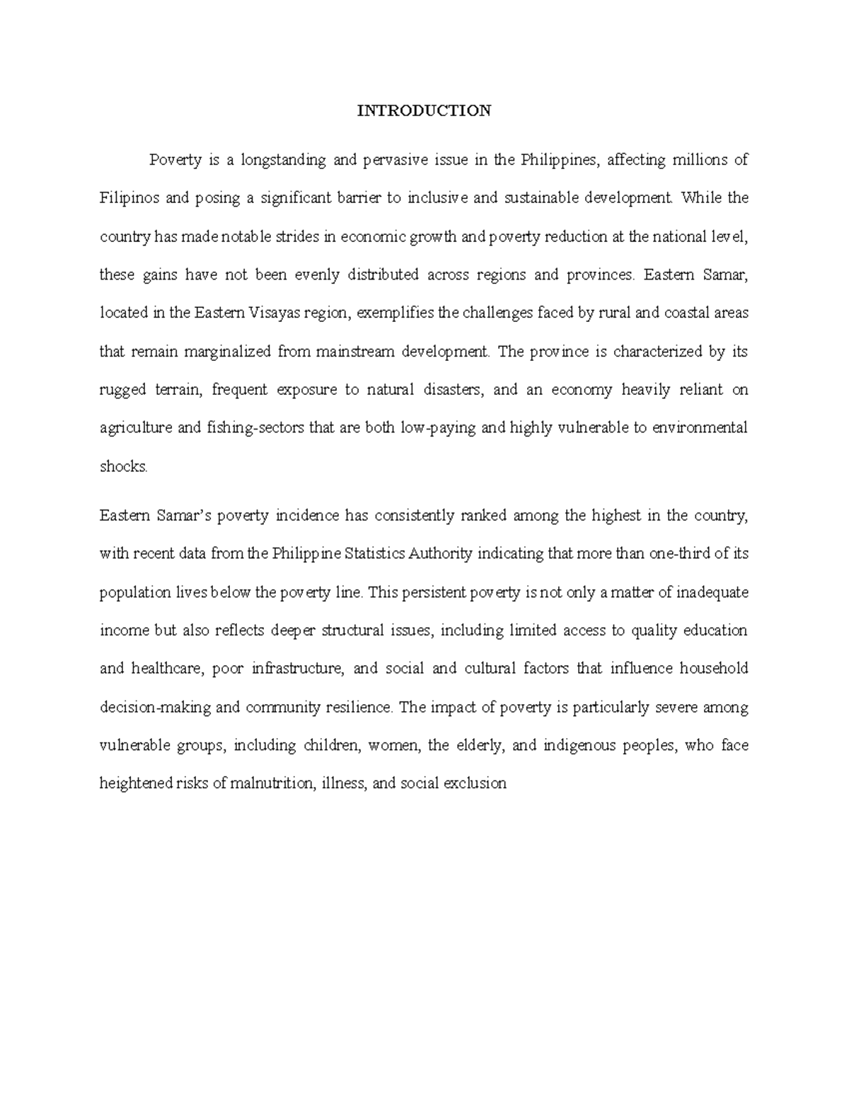 Case Study: Poverty Challenges in Eastern Samar (Updated) - Studocu