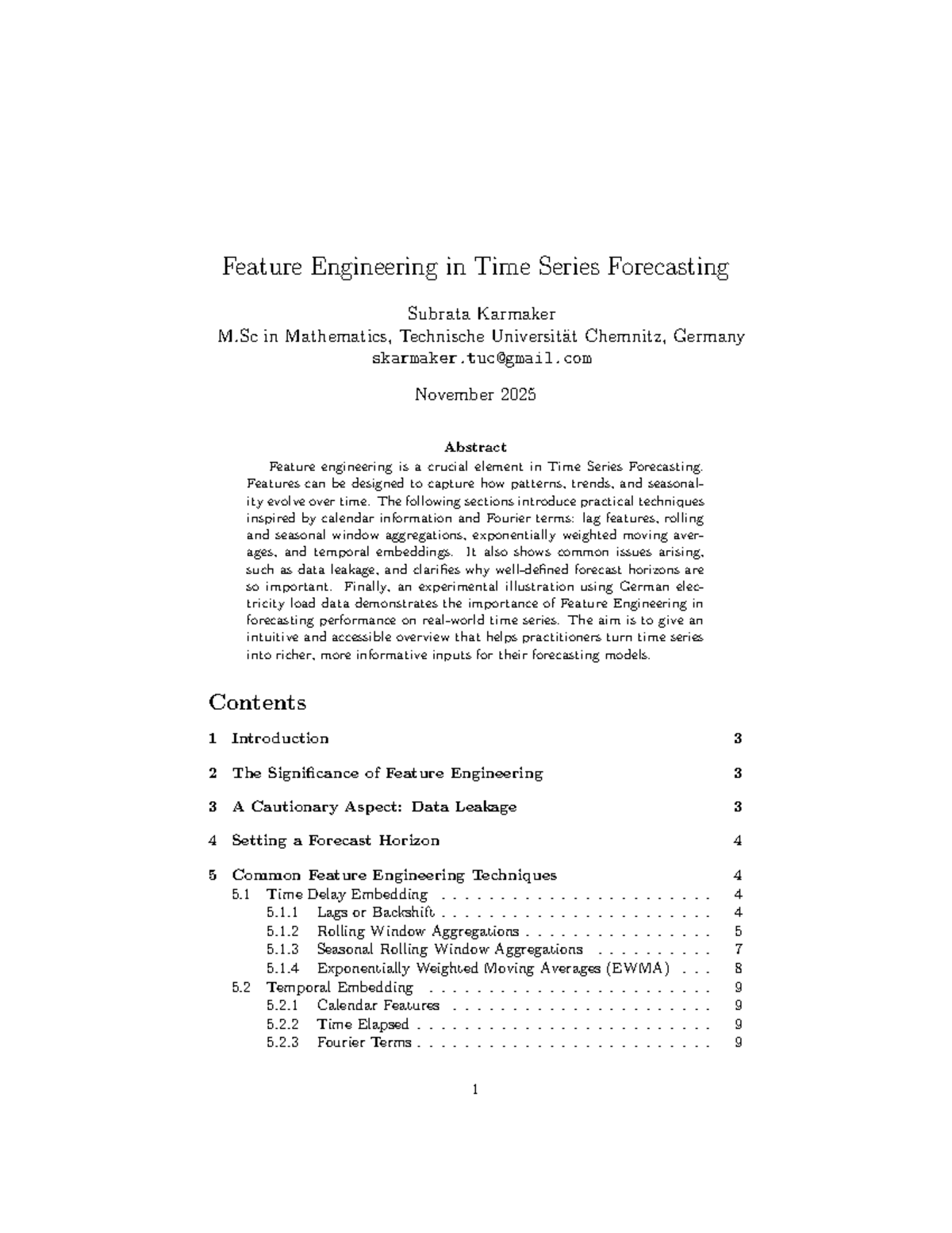 M.Sc. Thesis: Feature Engineering in Time Series Forecasting (2025 ...