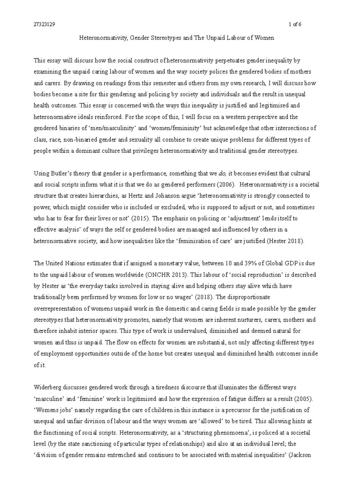 Heteronormativity, Gender Stereotypes and The Unpaid Labour of Women ...