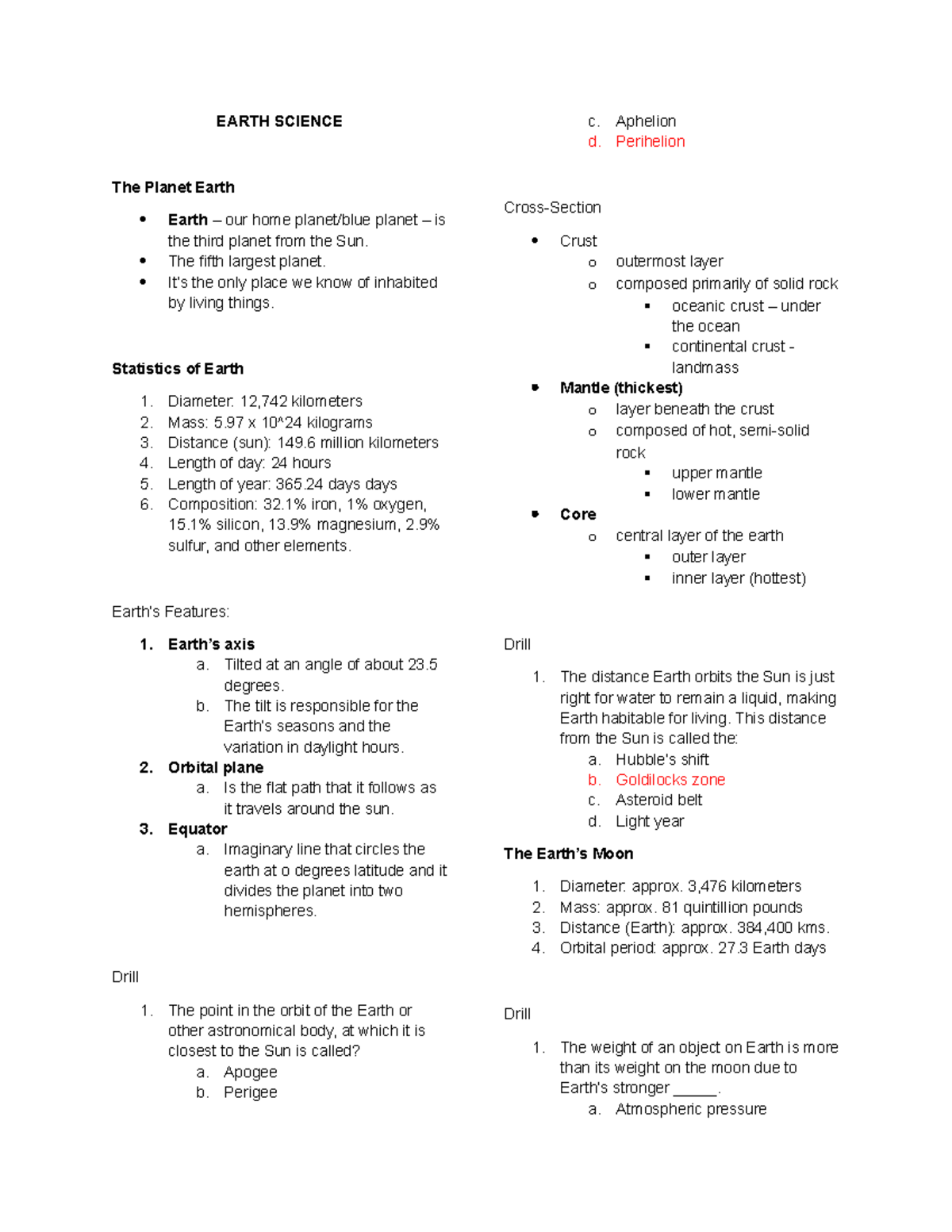 Earth science LET reviewer: Understanding Earth's features and ...