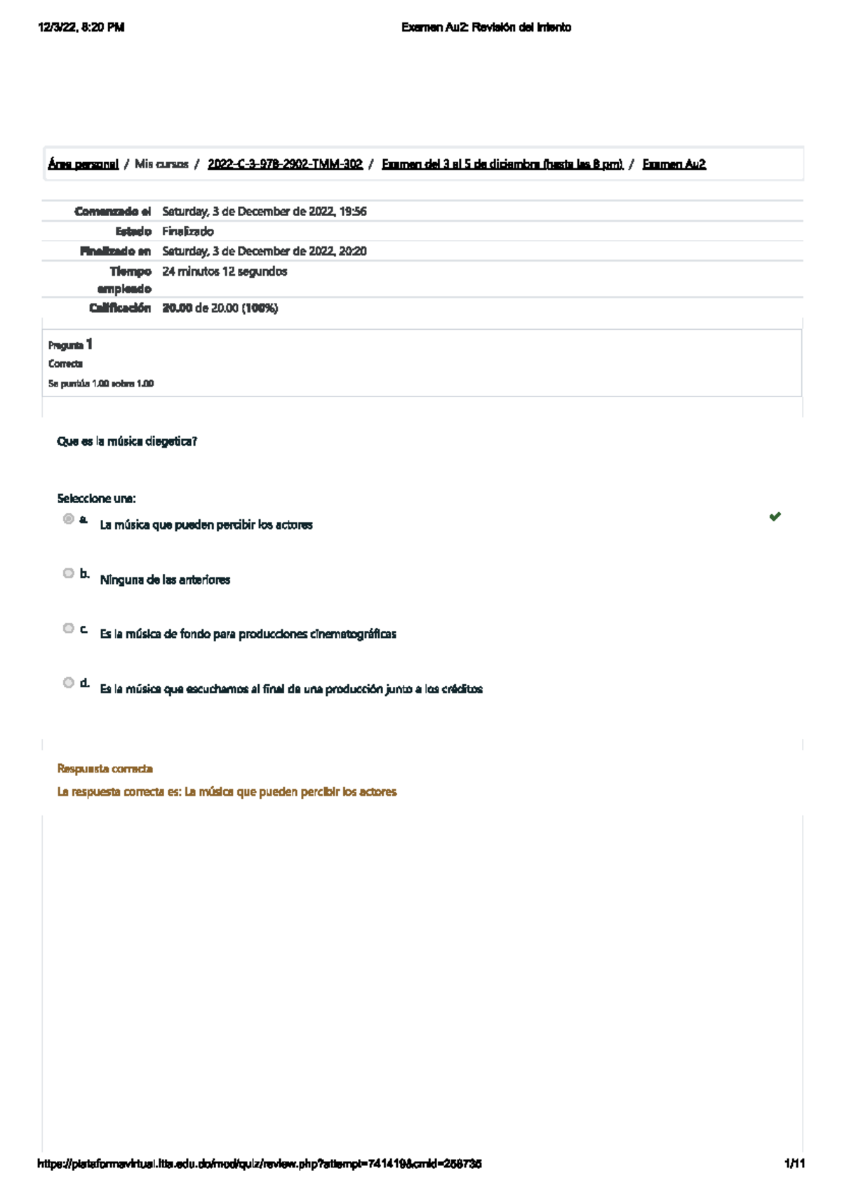 Examen AU2: Revisión de Intentos y Resultados Finales - Studocu