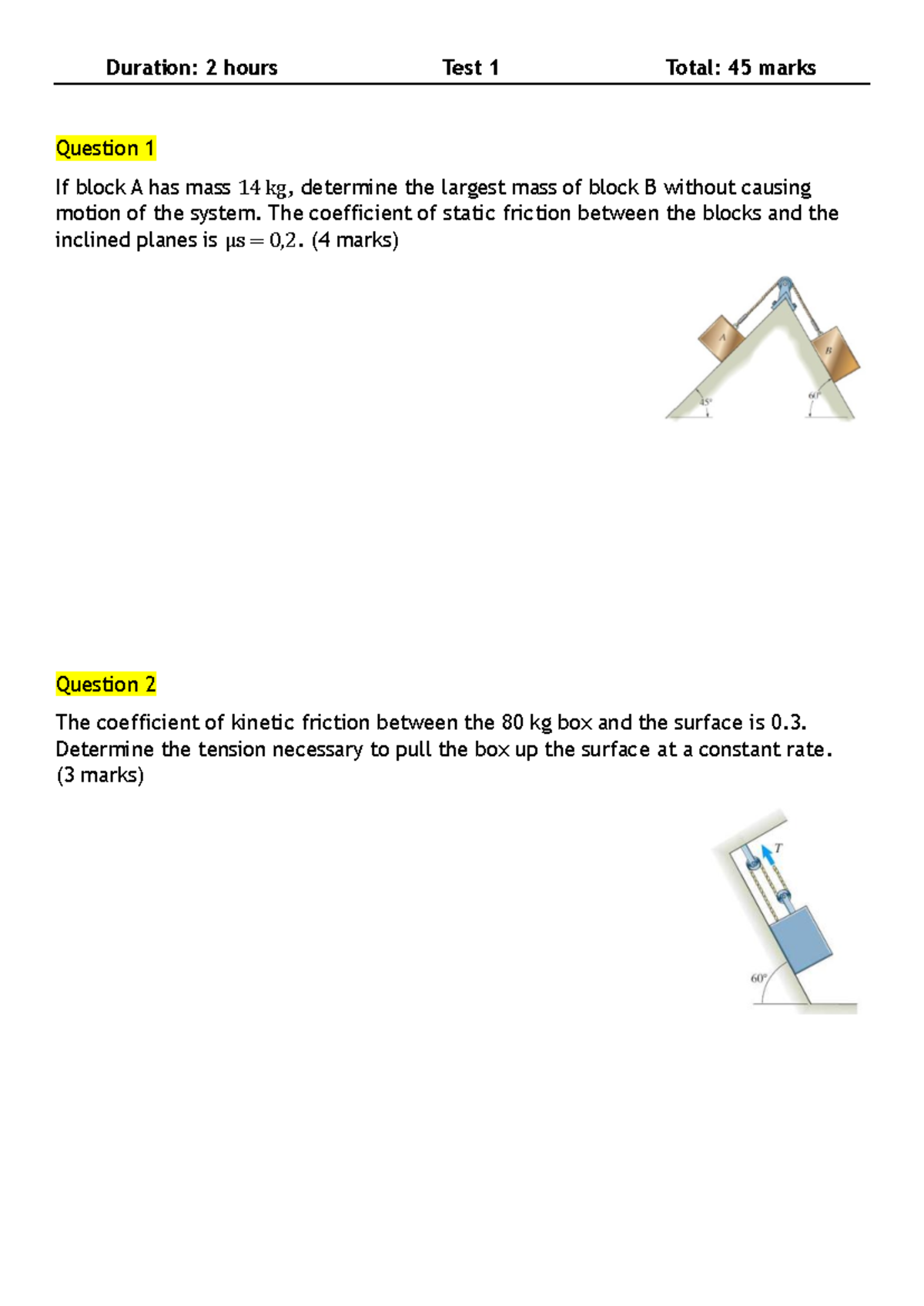 Test 1 - Physics Practice Questions and Solutions - Studocu