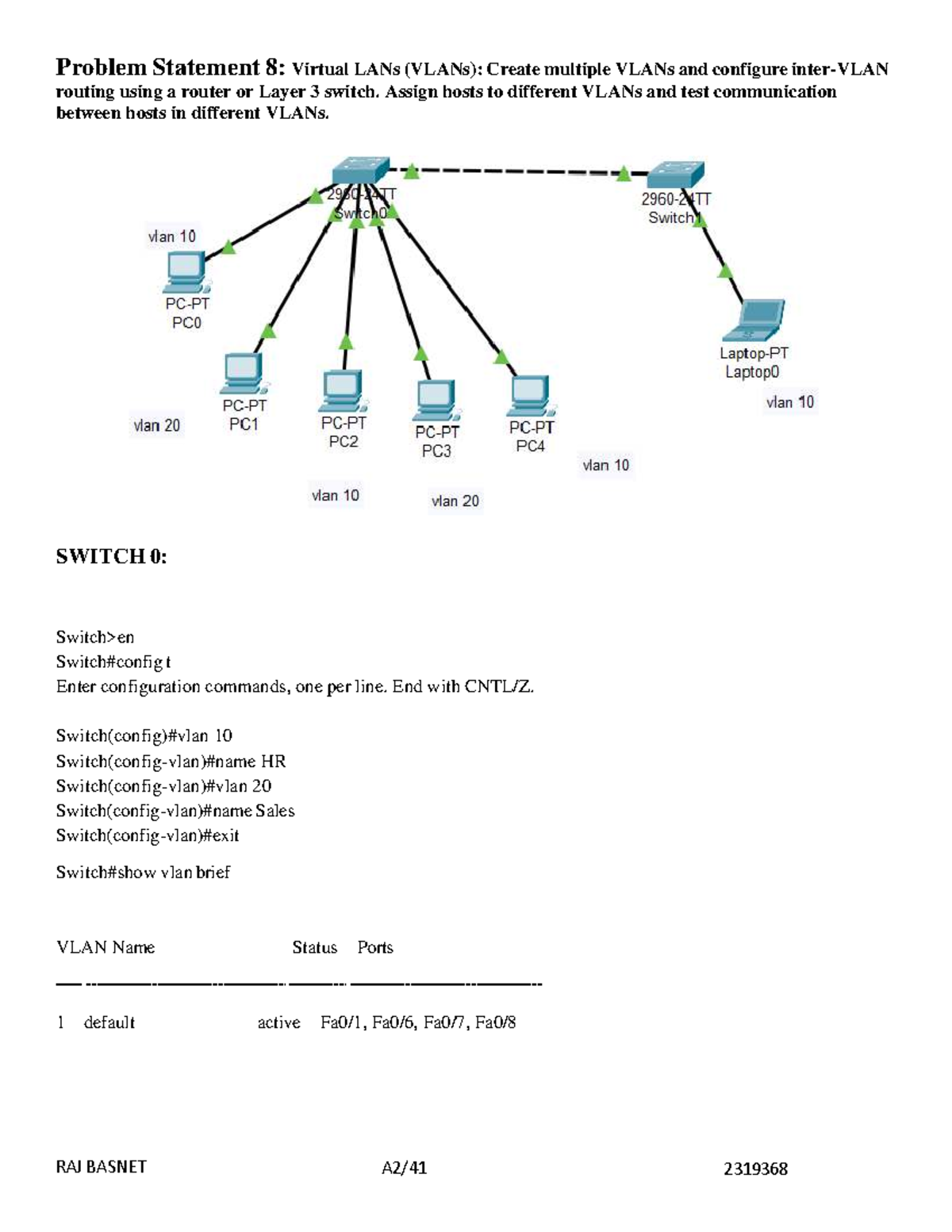 Problem Statement 8: VLANs Configuration & Routing - RAJ CN After MID ...