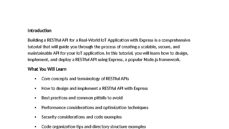Week 12 - Building a RESTful API for IoT Apps with Express - Studocu