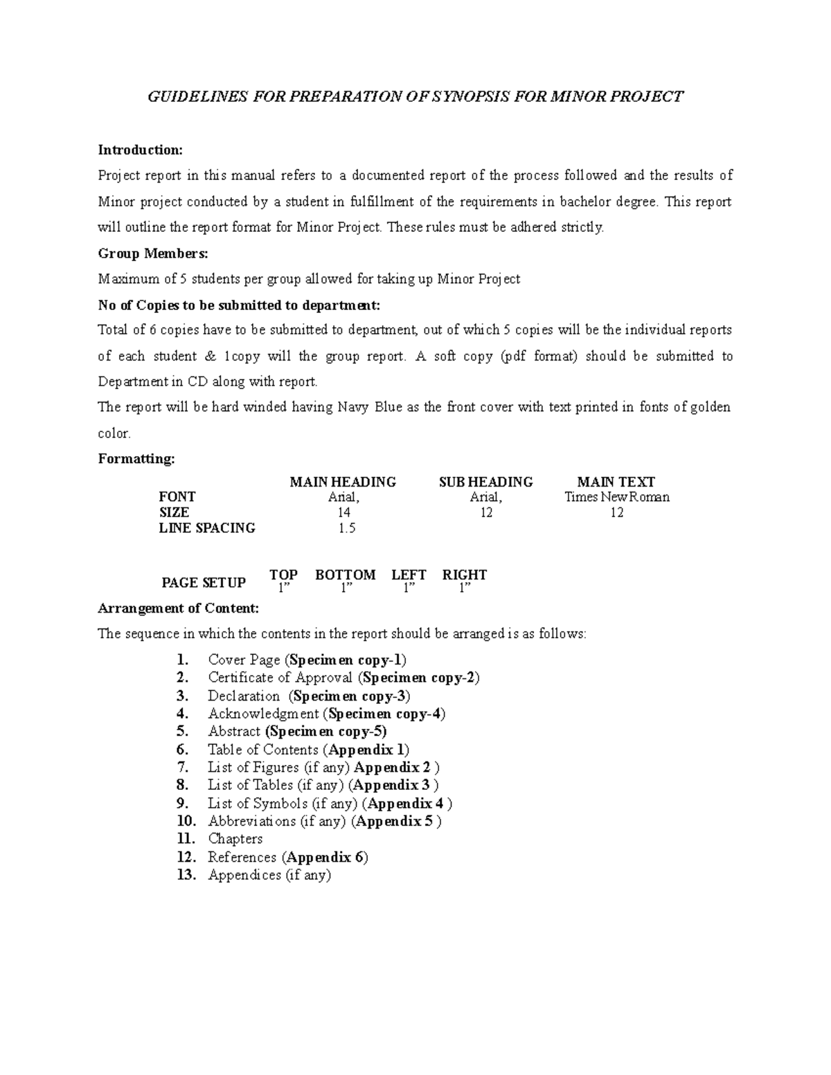 Minor- Project- Format - GUIDELINES FOR PREPARATION OF SYNOPSIS FOR ...
