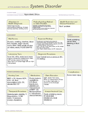 Active learning template: System disorder sepsis review module - Studocu