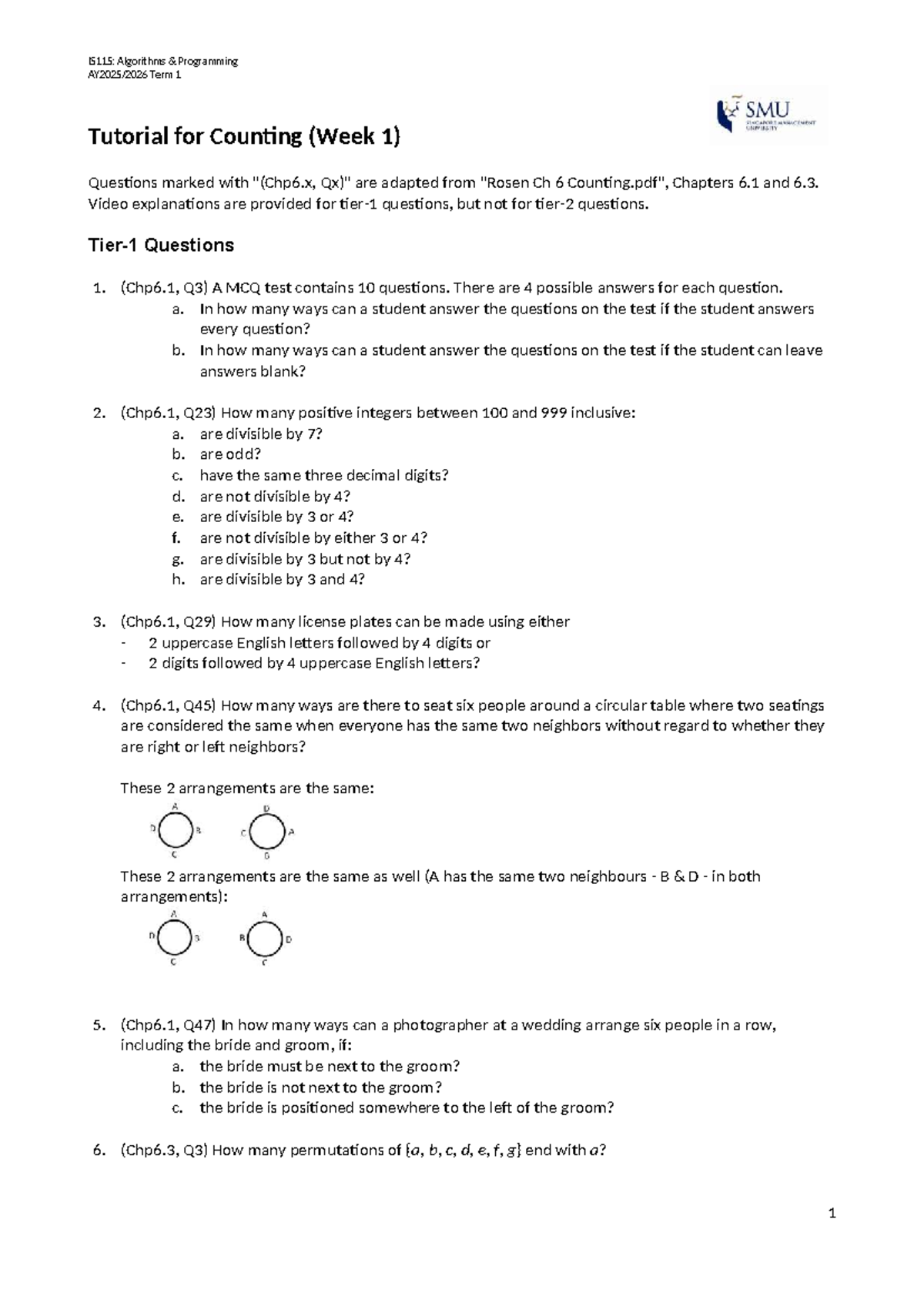 IS115: Algorithms Programming Term 1 Tutorial on Counting Questions ...
