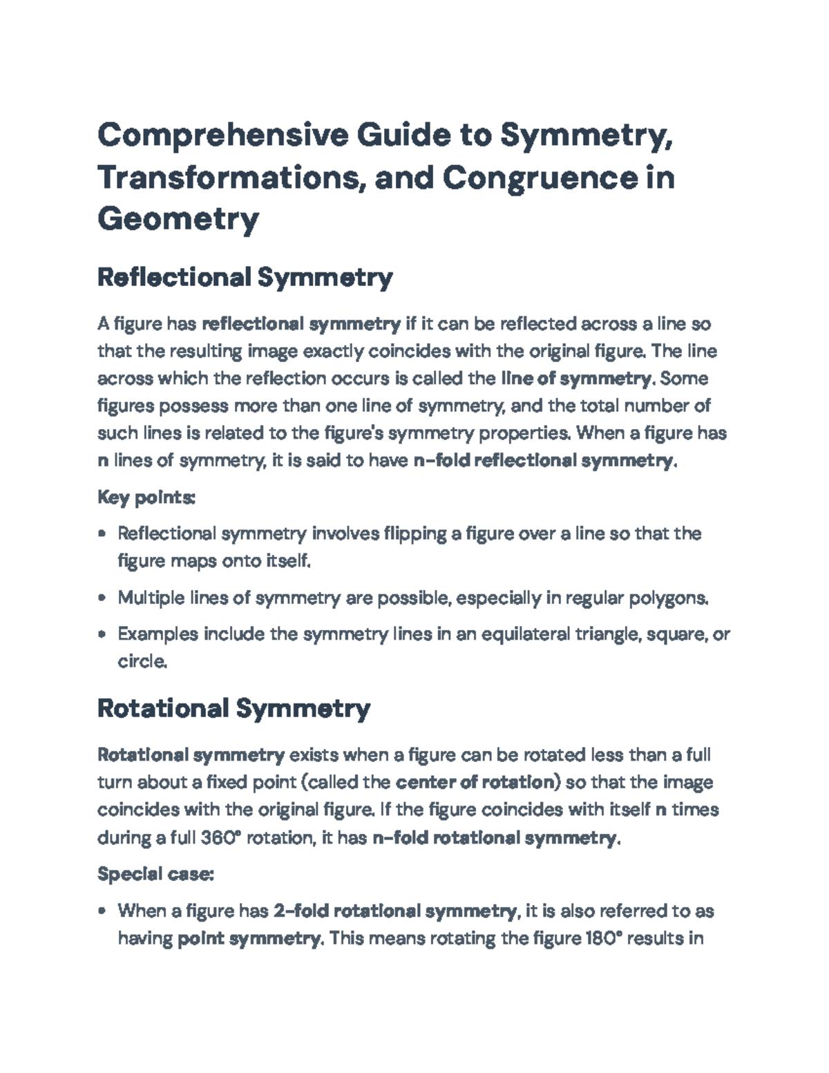Geometry 101: Comprehensive Guide to Symmetry & Transformations - Studocu