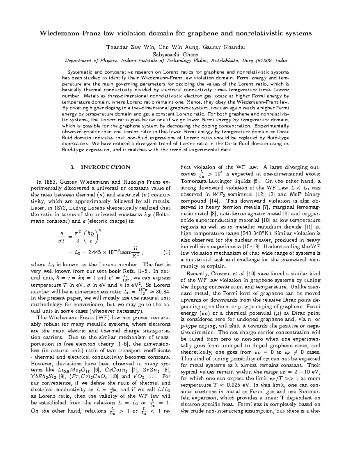 Law Violation Domain in Graphene & Nonrelativistic Systems: PHYS 101 ...