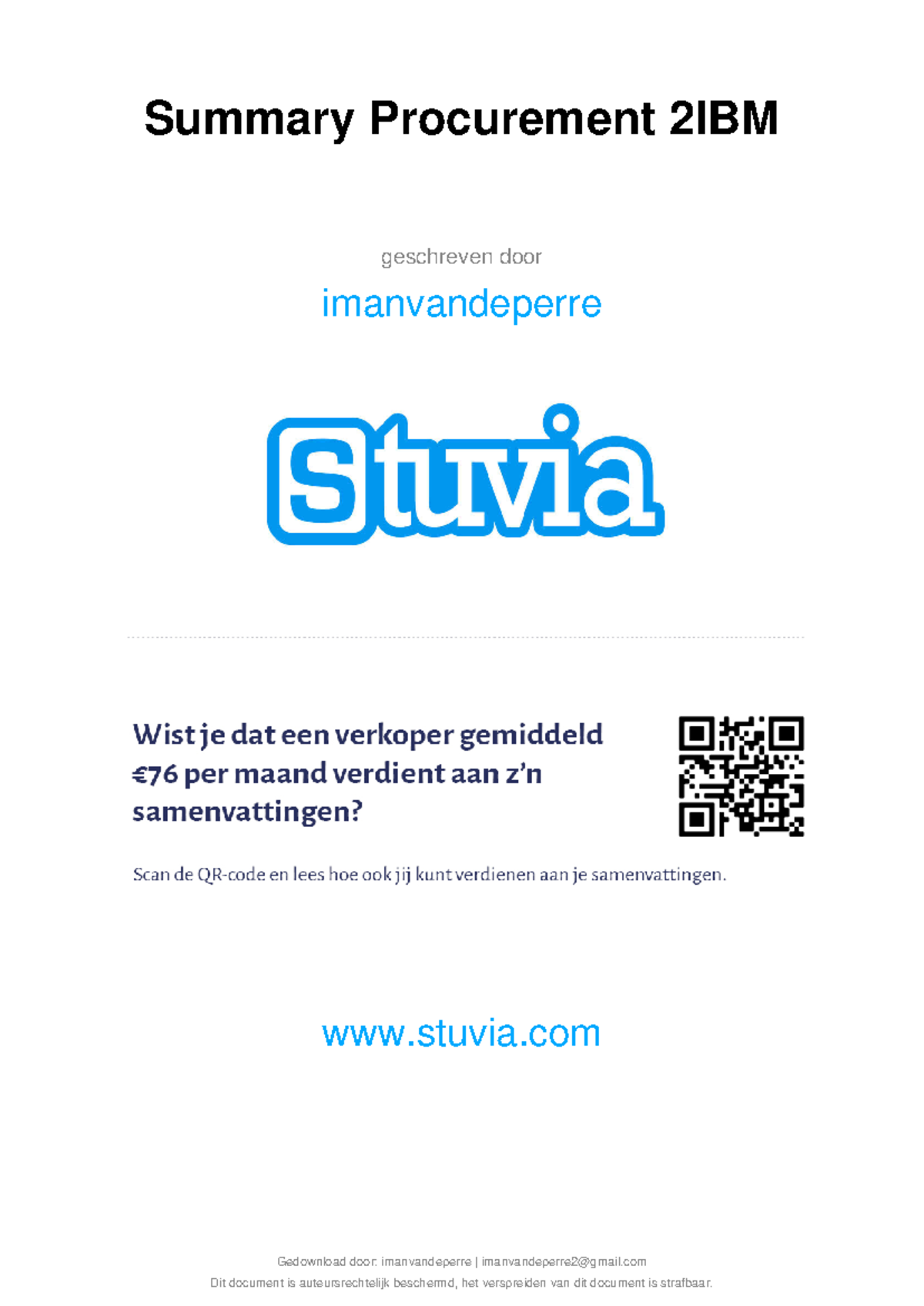Procurement summary - Summary Procurement 2IBM geschreven door ...