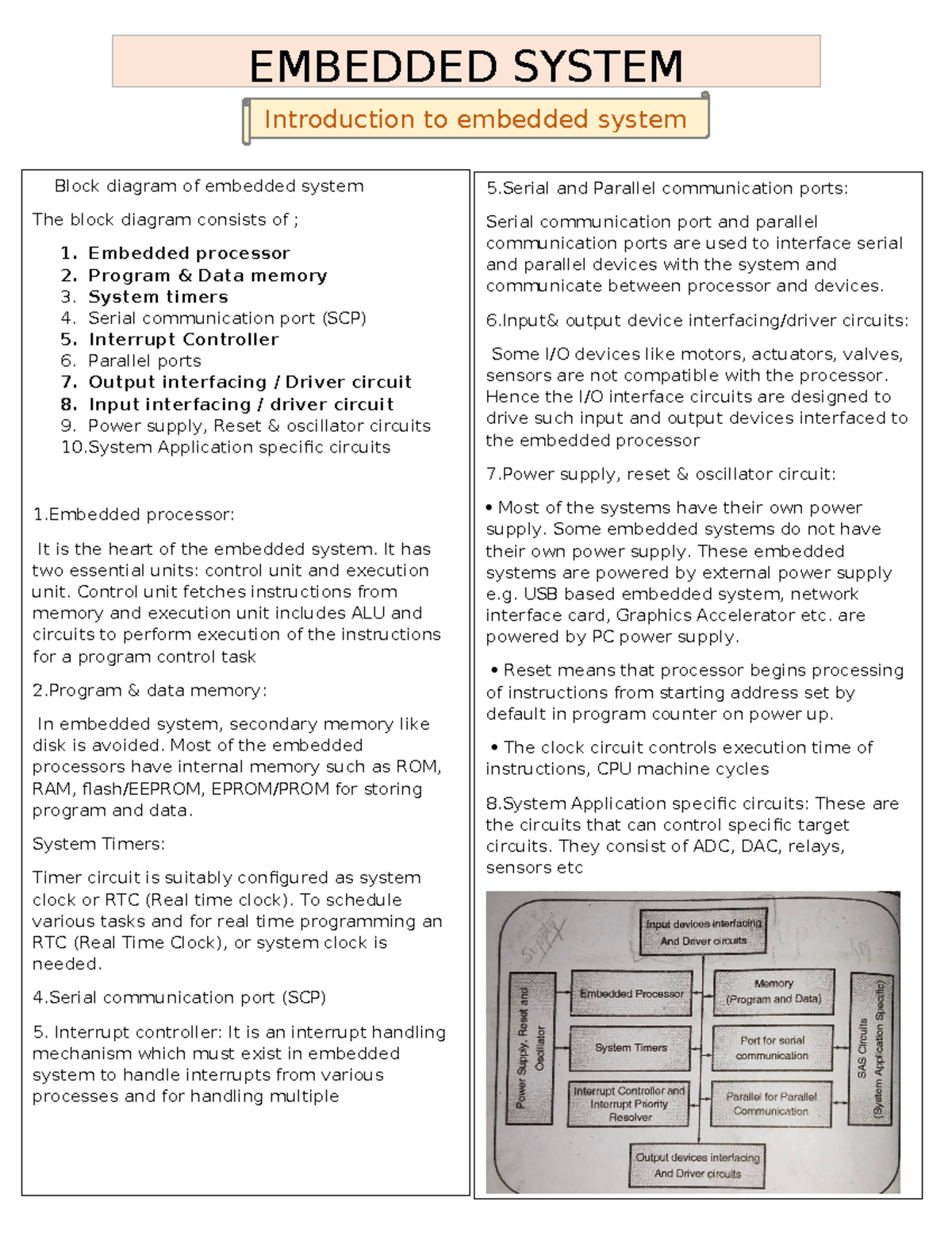 Notes OF ESY - Summary Real-Time Embedded Systems - EMBEDDED SYSTEM ...