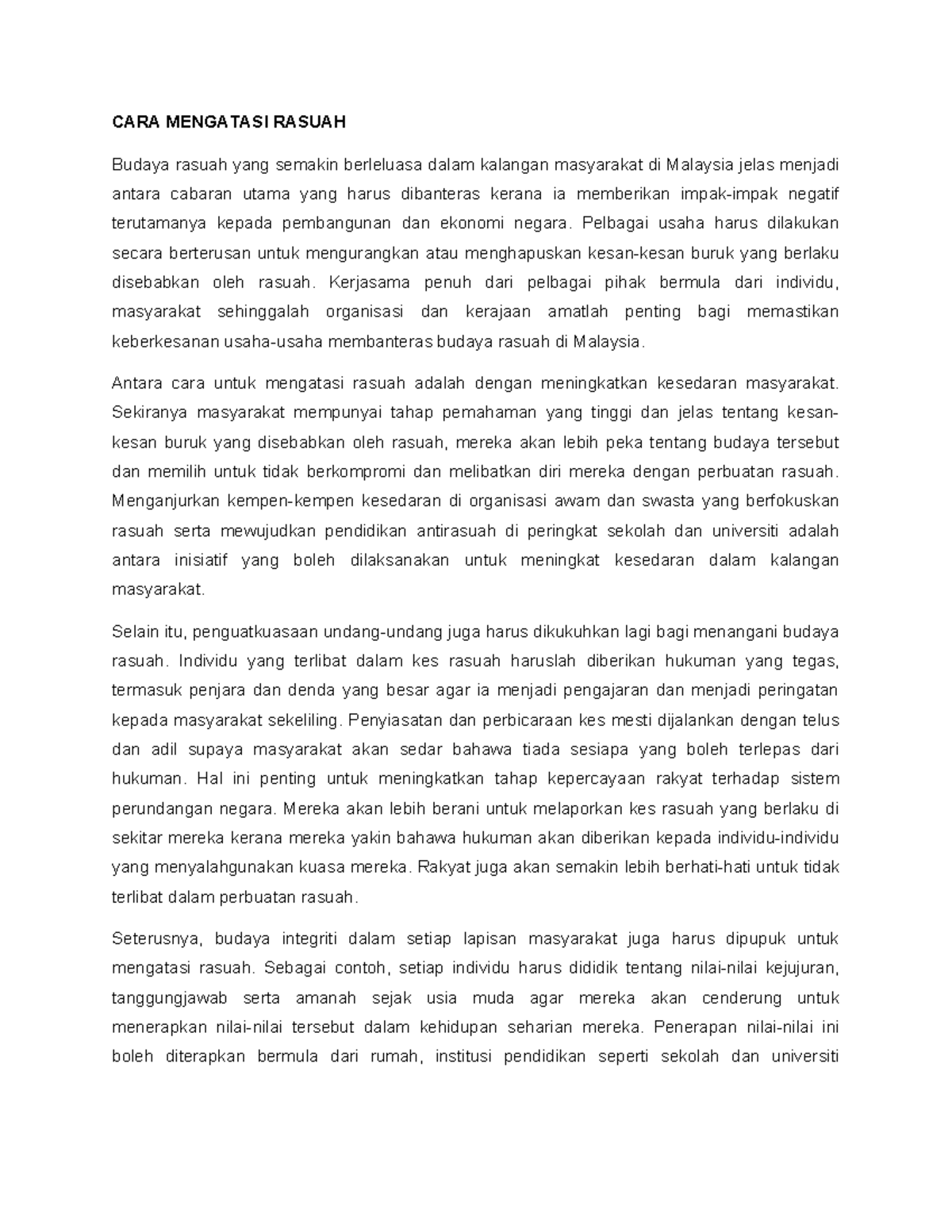 Cara Mengatasi Rasuah: Strategi dan Kesedaran Masyarakat di Malaysia ...