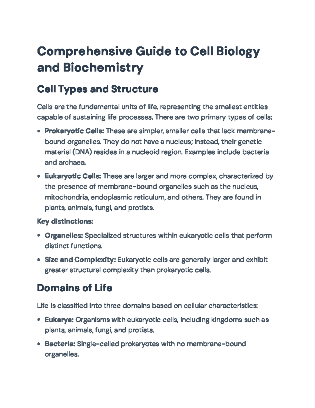 Comprehensive Guide to Cell Biology & Biochemistry (CBIO 101) - Studocu