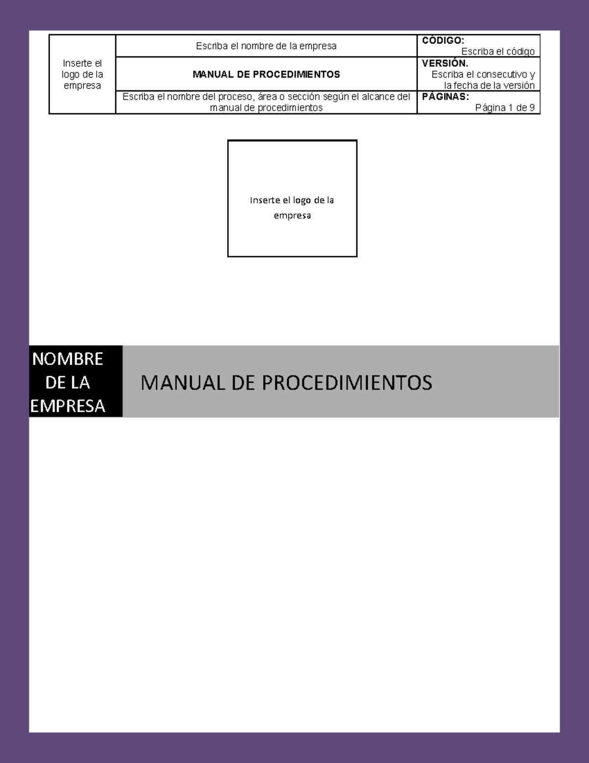 Manual de Procedimientos: Guía Completa de la Empresa - Studocu