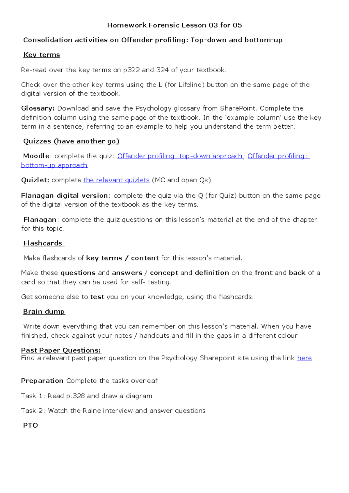 Forensic Psychology Homework: Lesson 03 Tasks & Key Terms (PSY 05 ...