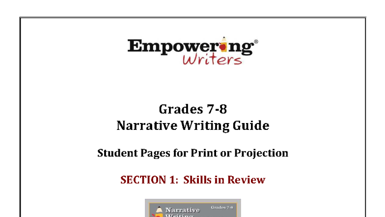 Grades 7-8 Narrative Writing Guide: Skills & Student Pages - Studocu